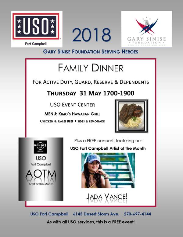 Gary Sinise Foundation Family Dinner & USO Artist of the Month Concert ...